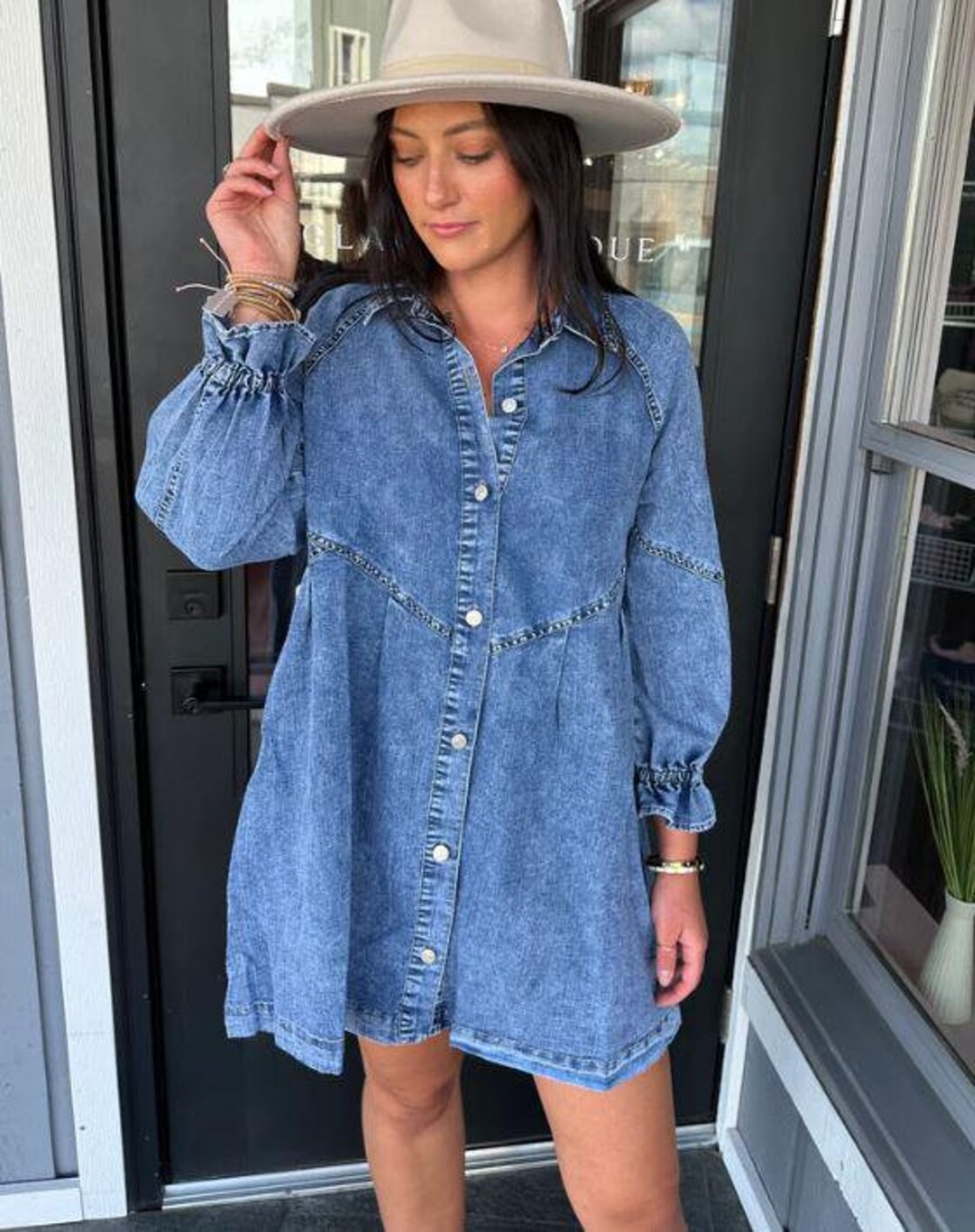 Wallen Washed Jean Blue Denim Ruffle Dress - Etsy