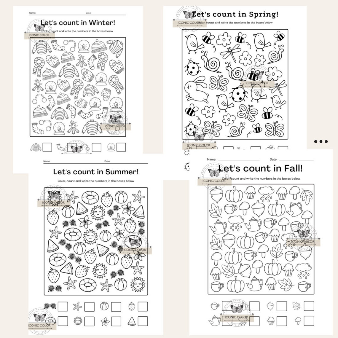 Seasonal Counting and Coloring DIGITAL Download & Print - Etsy