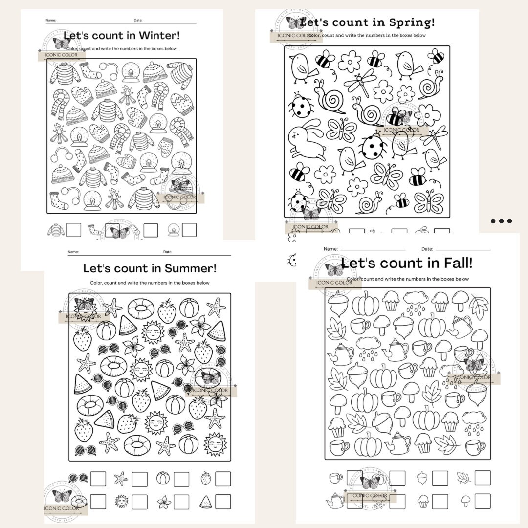 Seasonal Counting and Coloring DIGITAL Download & Print - Etsy