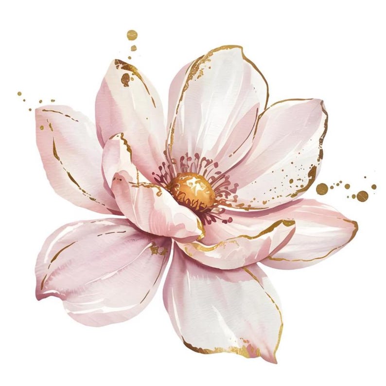 12 Abstract Flowers Clipart, Pink Gold Flower, Flowers Print, Printable ...