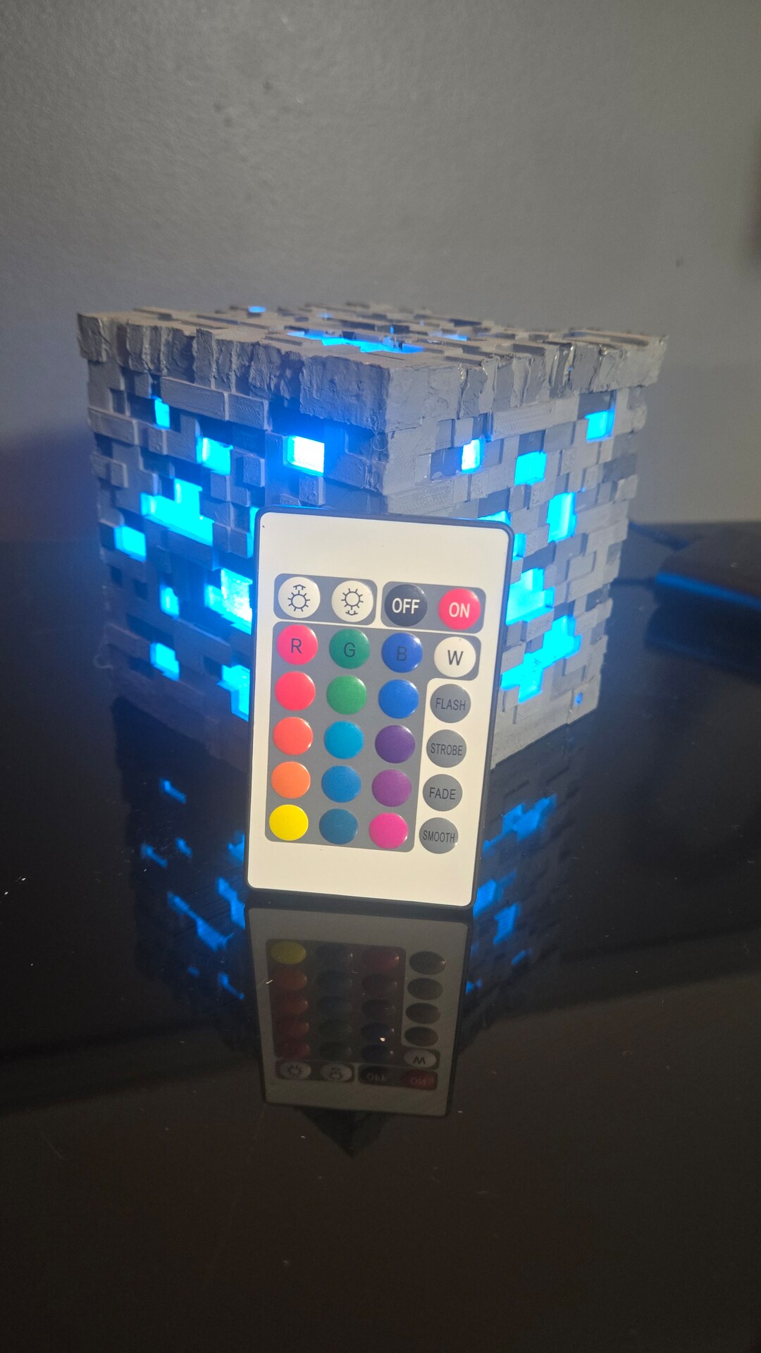 Realistic minecraft ore usb led desk lamp RGB witb remote control ...