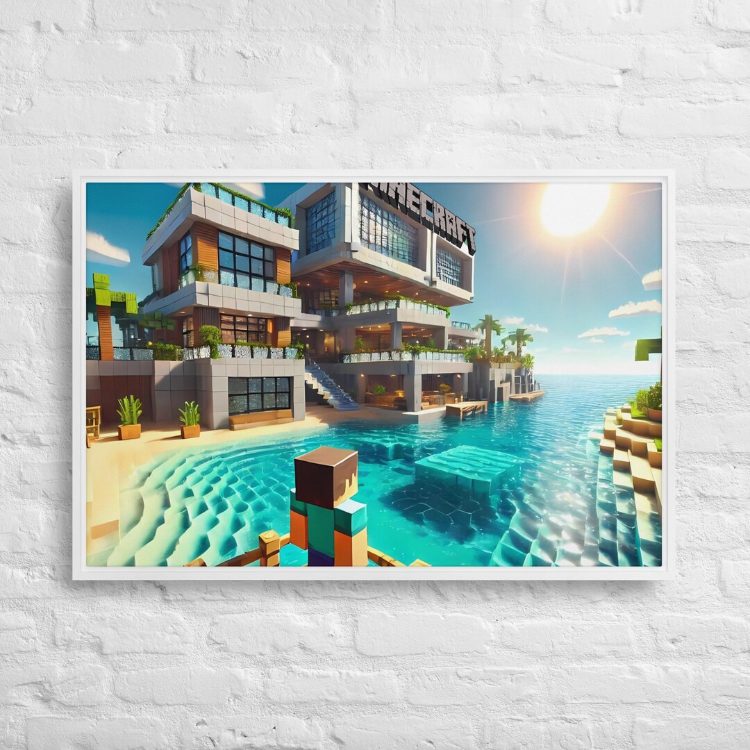Luxury Minecraft Vacation Resort Canvas Wall Art HUGE 24x36 Inches ...