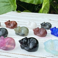 Obsidian Sleeping Cat , Crystal Carving Cat , Crystal Animal , Crystal ...