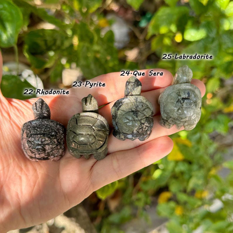 Handmade Crystal Turtle Carving – Natural Stone Figurine, Home Decor (1 ...