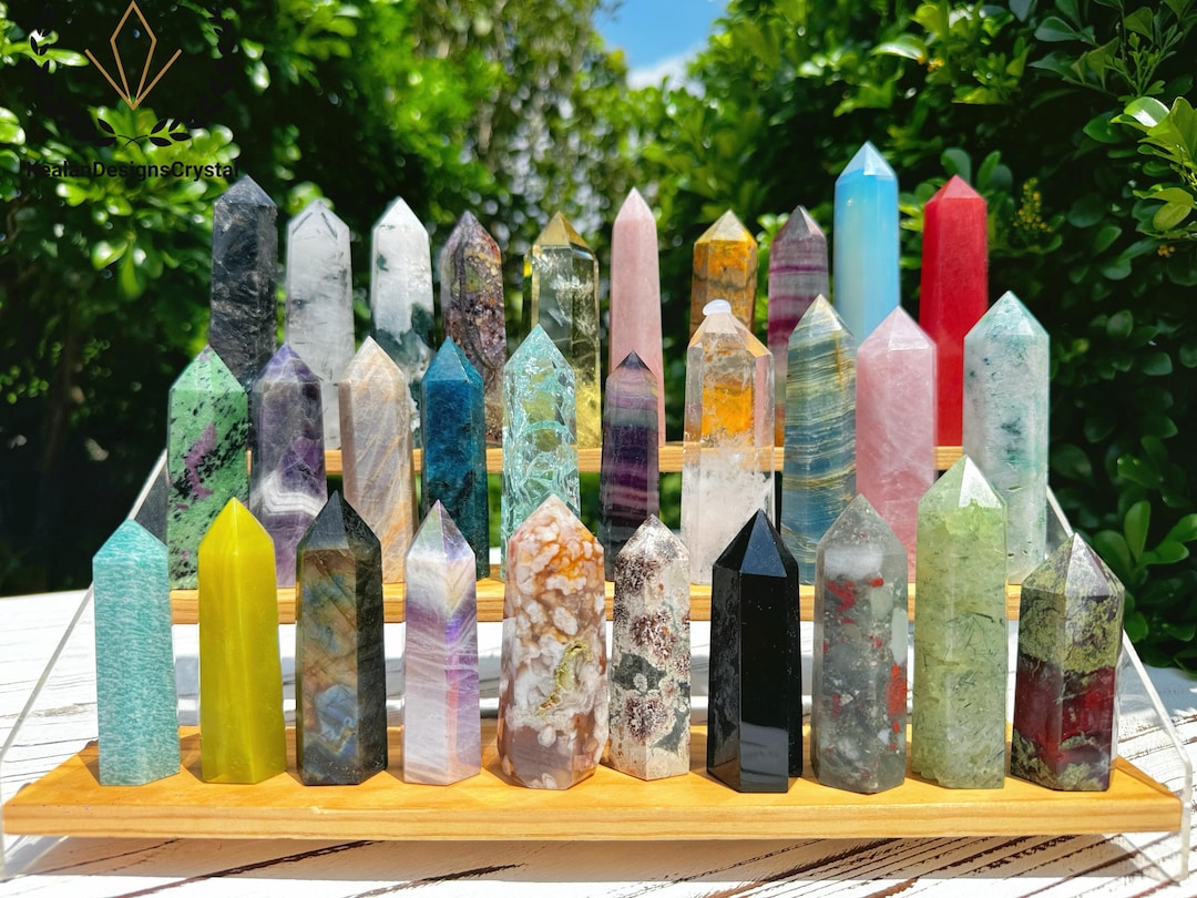 Natural Gemstone Crystal Tower: Labradorite, Amethyst, Rose Quartz (2.5 ...