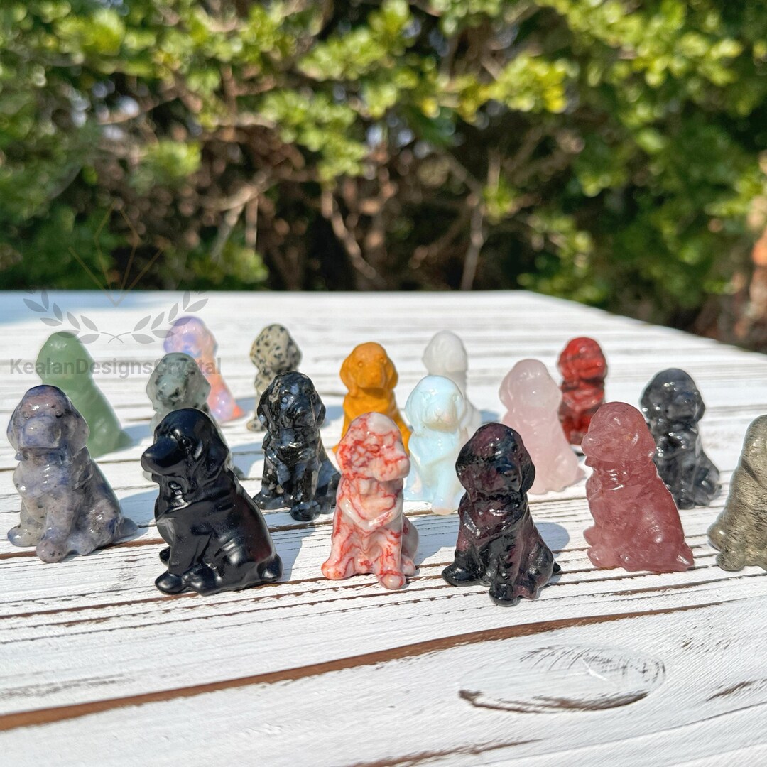 Crystal Dog Carving: 4cm Healing Stone Pet Memorial, Handmade Desk ...