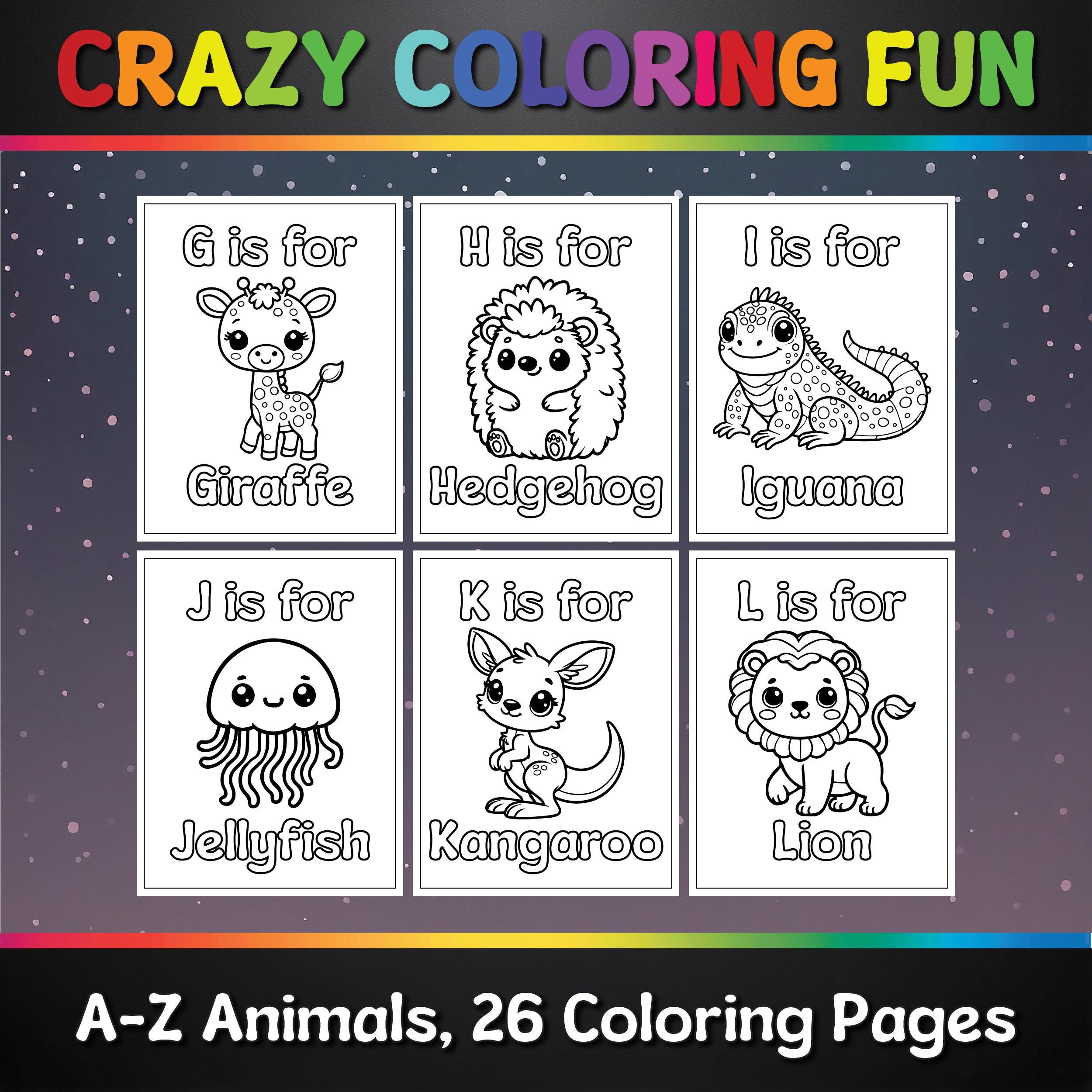 A-Z of Cute Animals, Printable Coloring Pages, 26 Pages, A4 & US Size ...