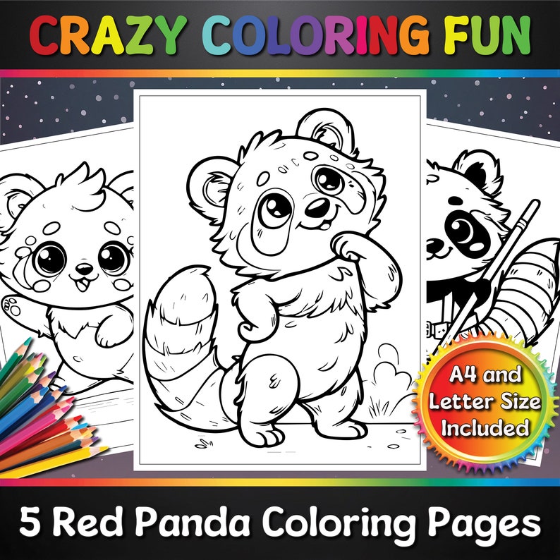Red Panda Adventures Printable Coloring Pages, 5 Pages, A4 & Letter ...