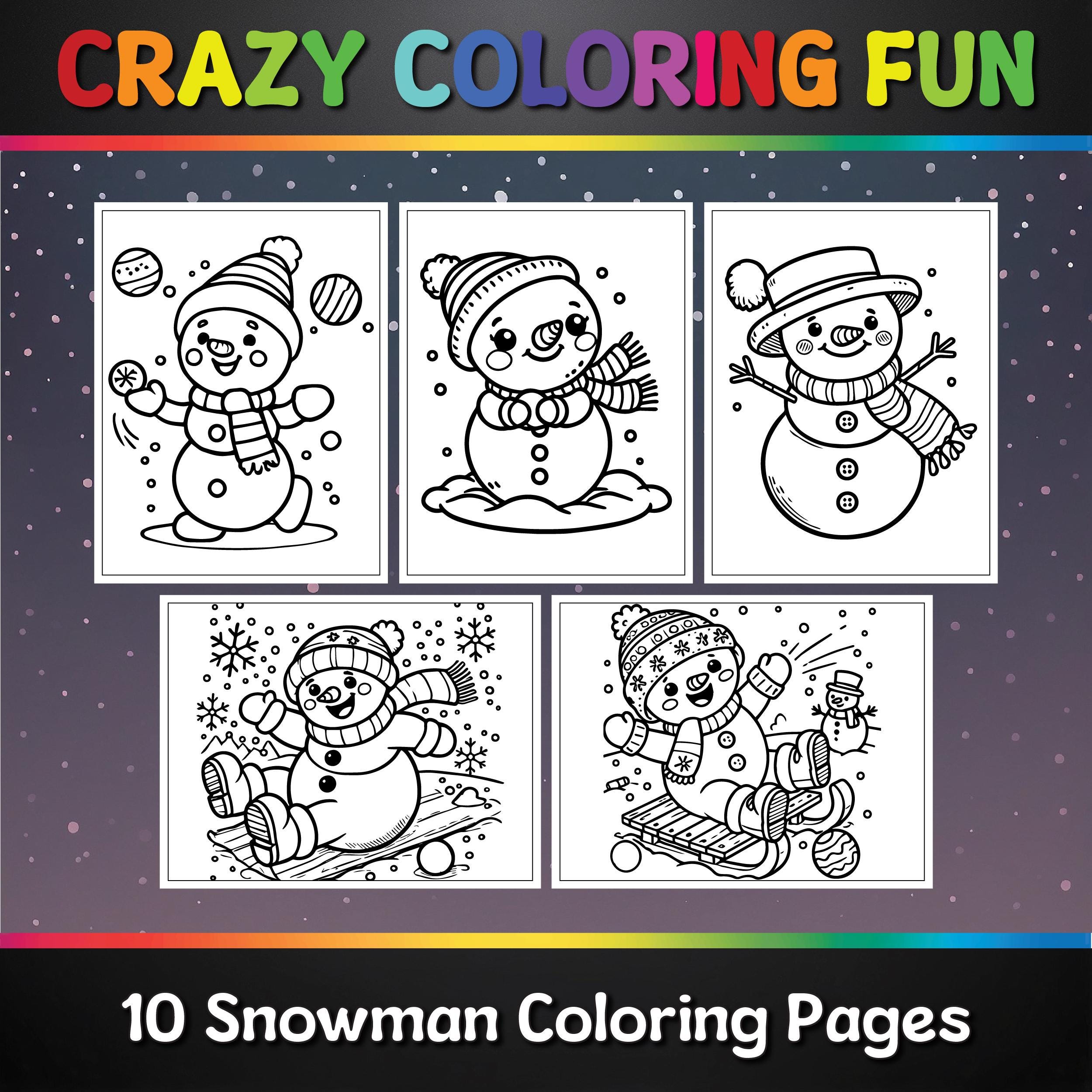 Snowman Printable Coloring Pages, 10 Pages, A4 & Letter Size, PDF ...