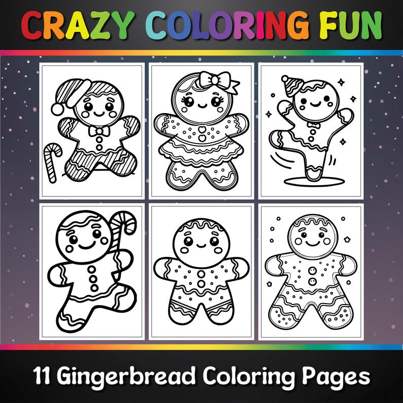 Cute Gingerbread Printable Coloring Pages, 11 Pages, A4 & Letter Size ...