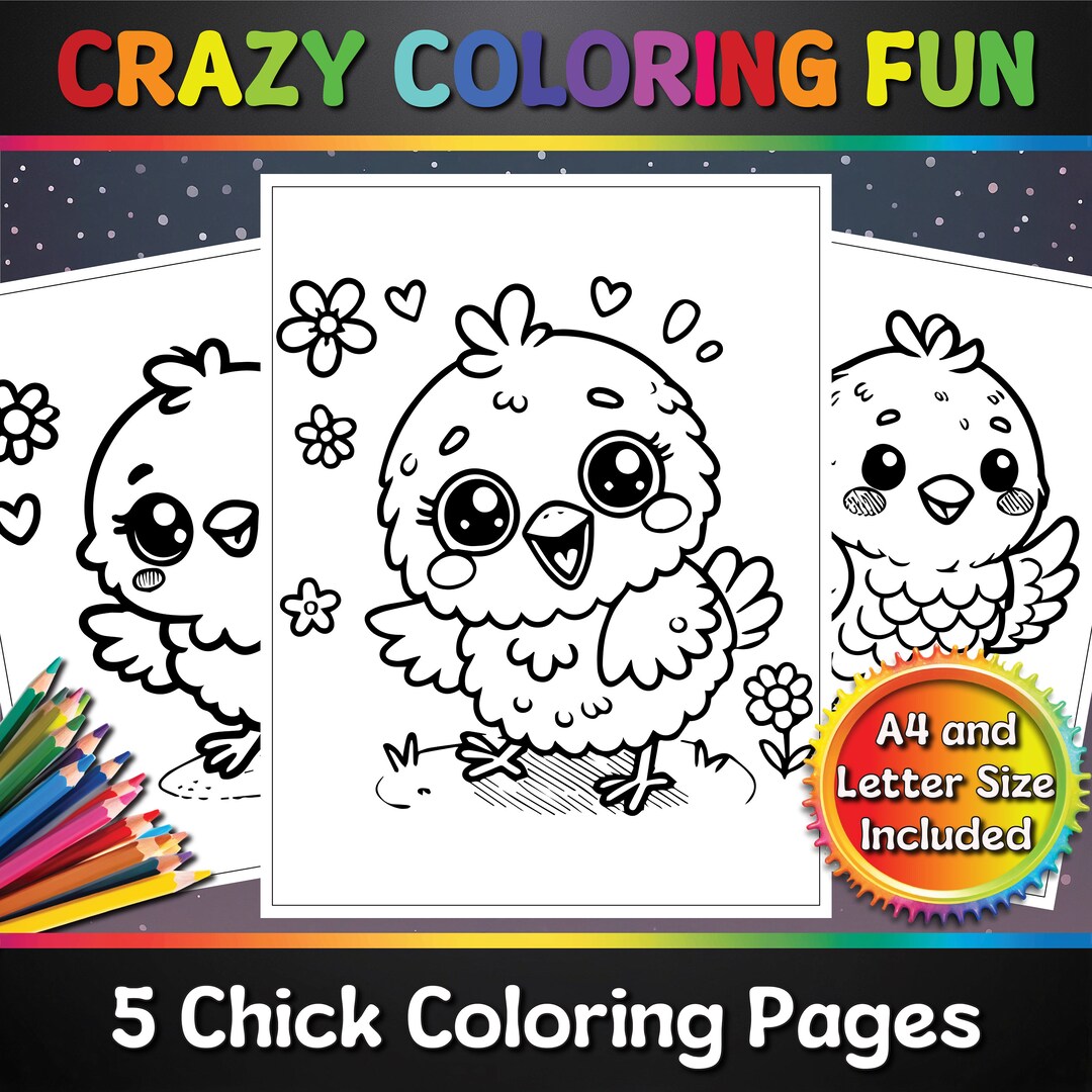 Baby Chick Adventures Printable Coloring Pages, 5 Pages, A4 & Letter ...