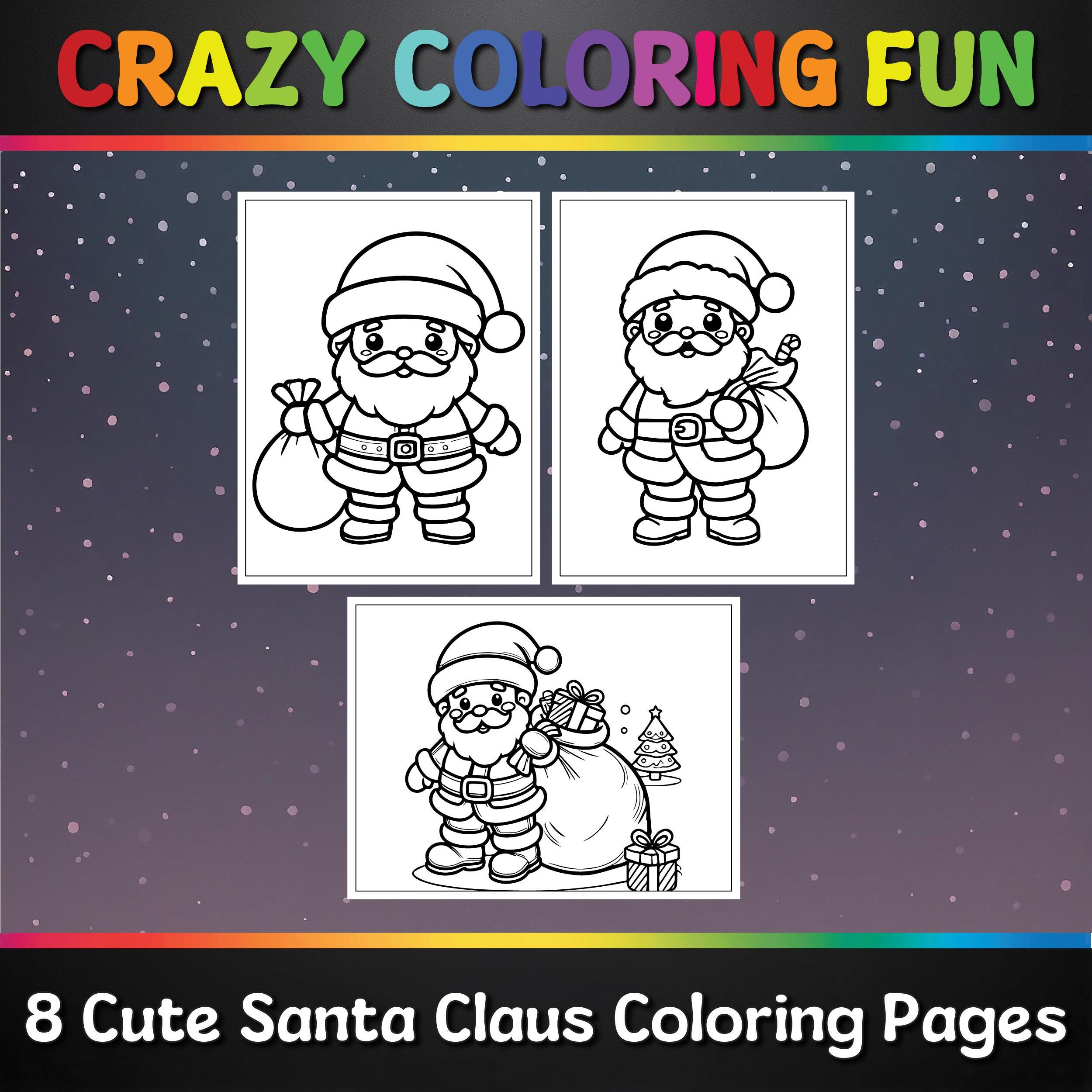 Cute Santa Claus Printable Coloring Pages, 8 Pages, A4 & Letter Size ...