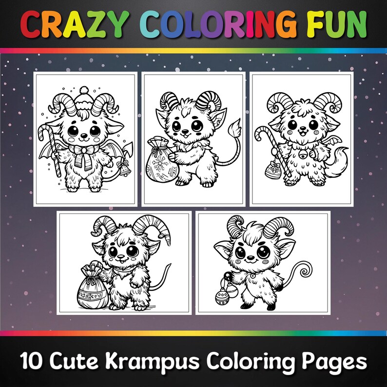 Cute Krampus Printable Coloring Pages, 10 Pages, A4 & Letter Size, PDF ...