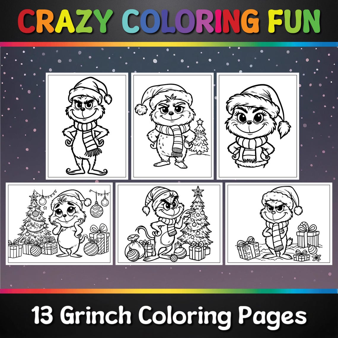 Cute Grinch Printable Coloring Pages, 13 Pages, A4 & Letter Size, PDF ...