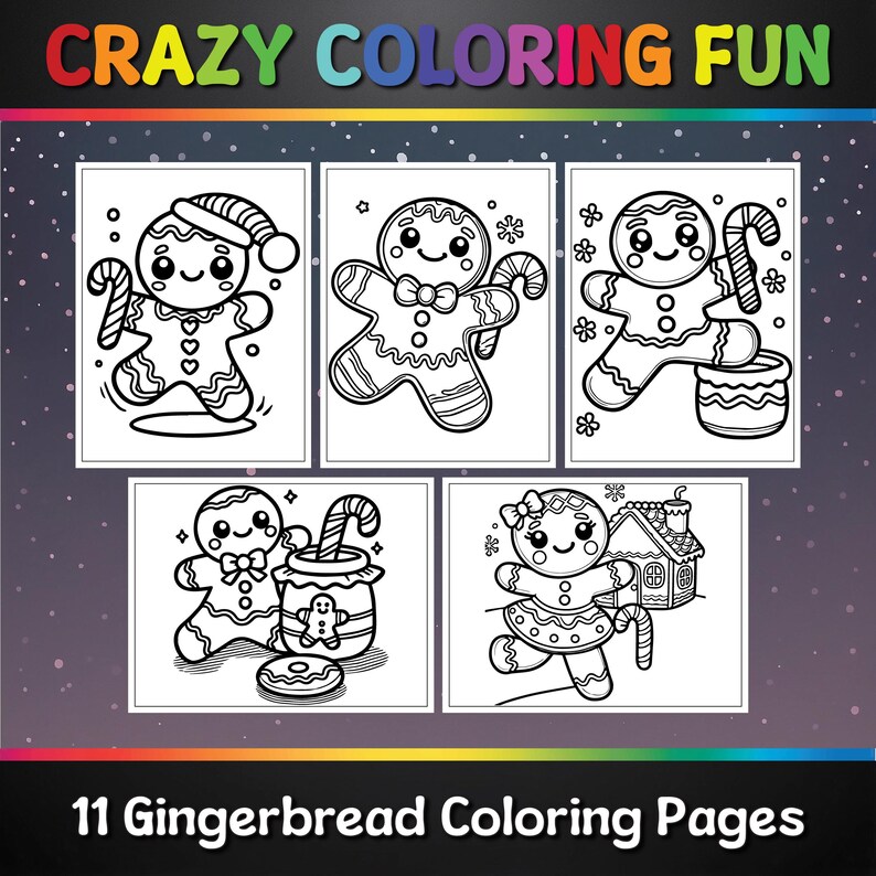 Cute Gingerbread Printable Coloring Pages, 11 Pages, A4 & Letter Size ...