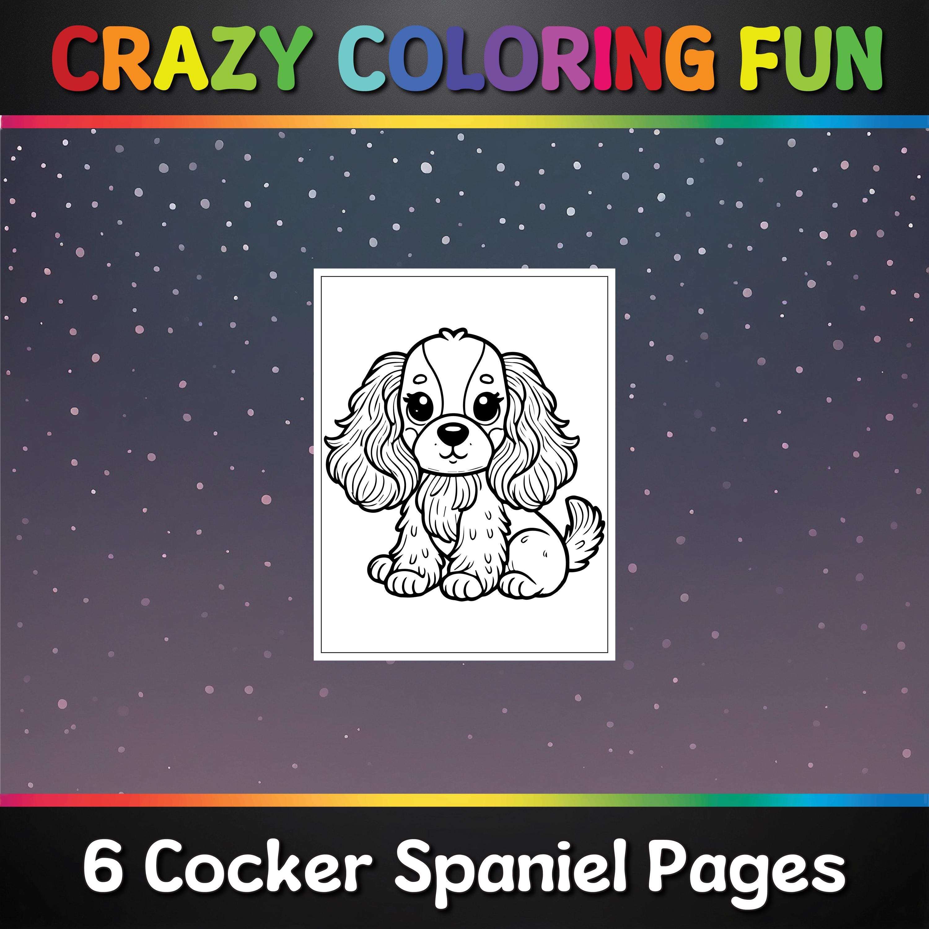 Cute Cocker Spaniel Printable Coloring Pages, 6 Pages, A4 & Letter Size ...