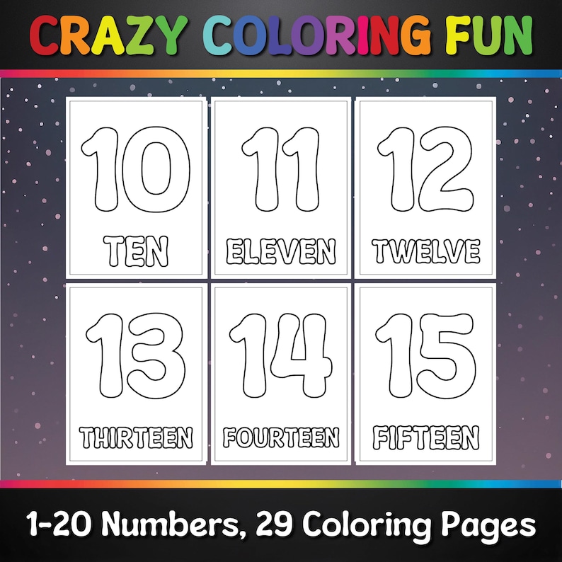 1-20 Numbers, Printable Coloring Pages, 29 Pages, A4 & Letter Size, PDF ...