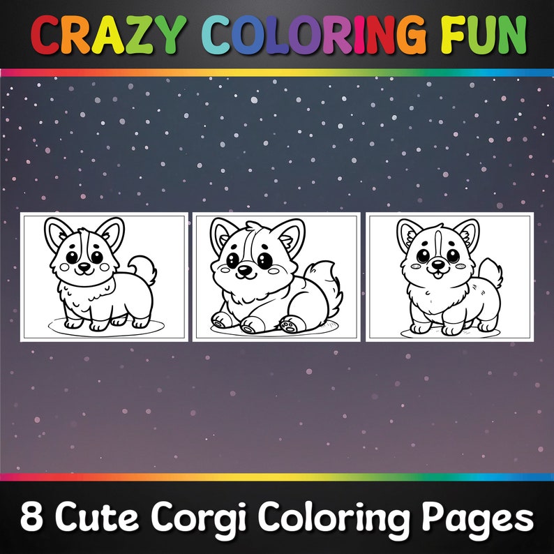 Cute Corgi Adventures Printable Coloring Pages, 8 Pages, A4 & Letter ...