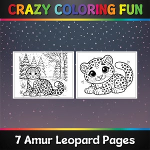 Amur Leopard Printable Coloring Pages, 7 Pages, A4 & Letter Size, PDF ...