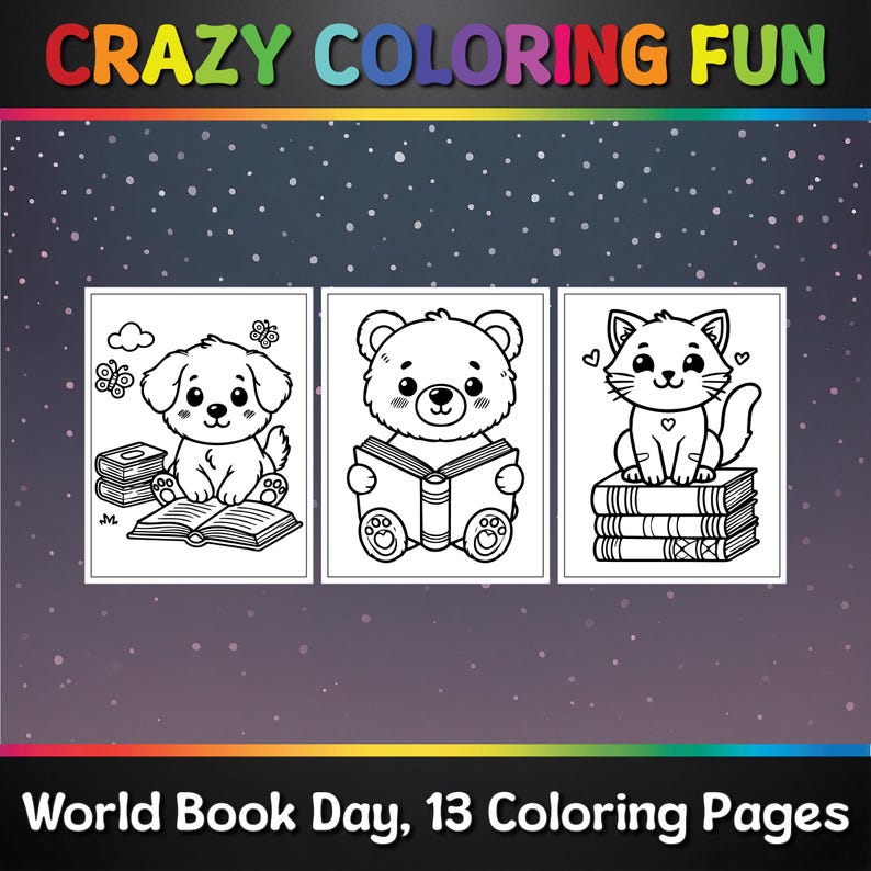 World Book Day Printable Coloring Pages, 13 Pages, A4 & Letter Size ...
