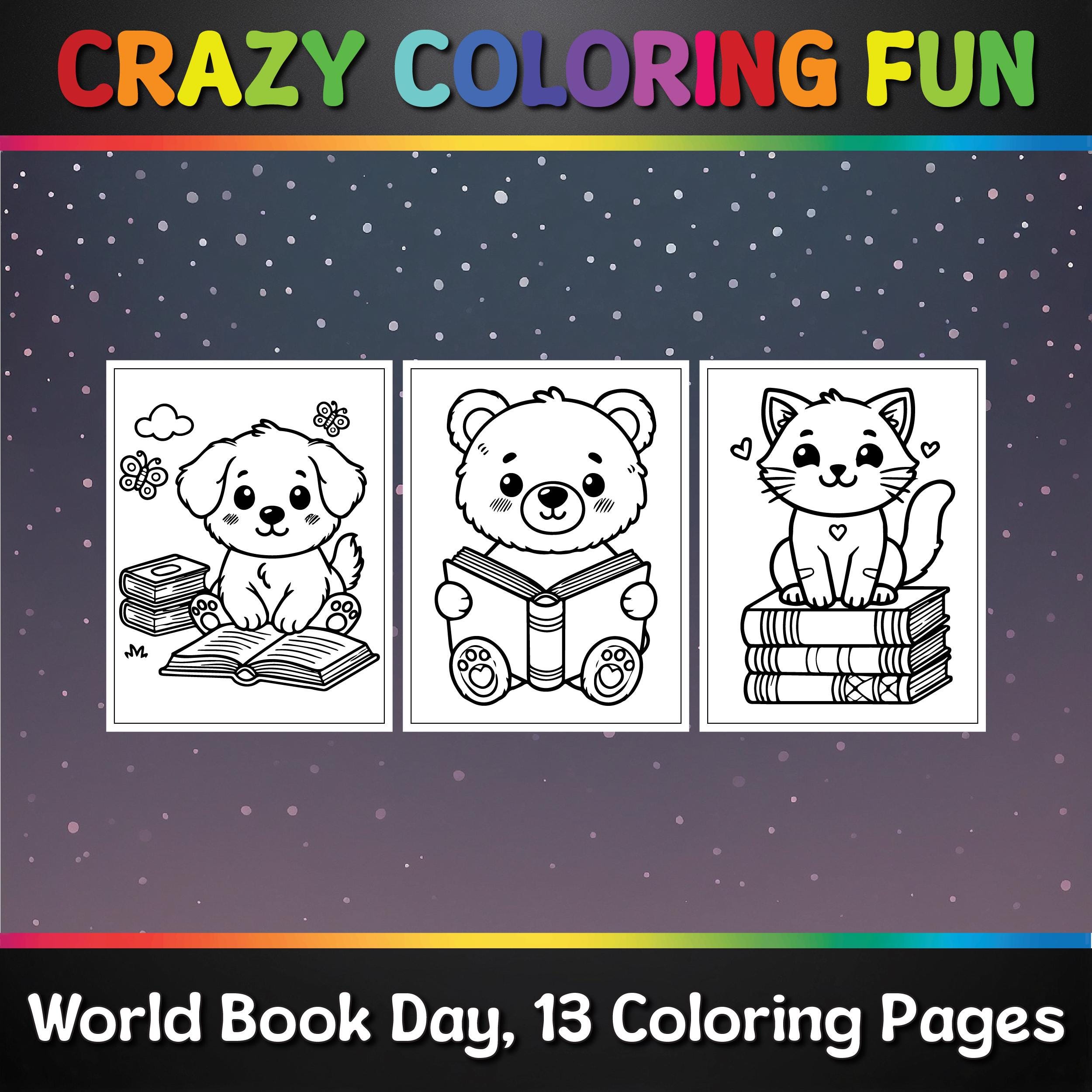 World Book Day Printable Coloring Pages, 13 Pages, A4 & Letter Size ...