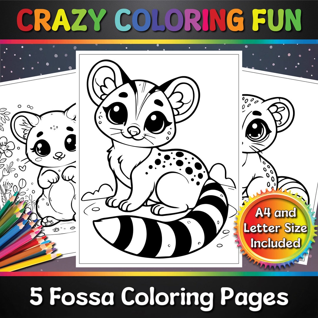 Fossa Adventures Printable Coloring Pages, 5 Pages, A4 & Letter Size ...