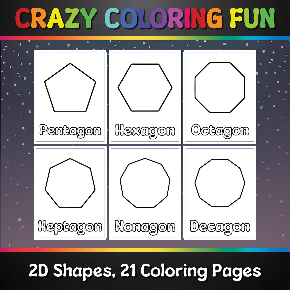 2D Shapes Coloring Pages: Kids Educational Worksheet (PDF) - Etsy