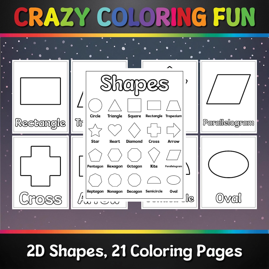 2D Shapes Coloring Pages: Kids Educational Worksheet (PDF) - Etsy