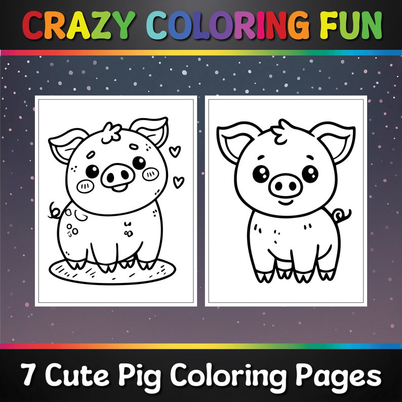 Cute Pig Printable Coloring Pages, 7 Pages, A4 & Letter Size, PDF ...