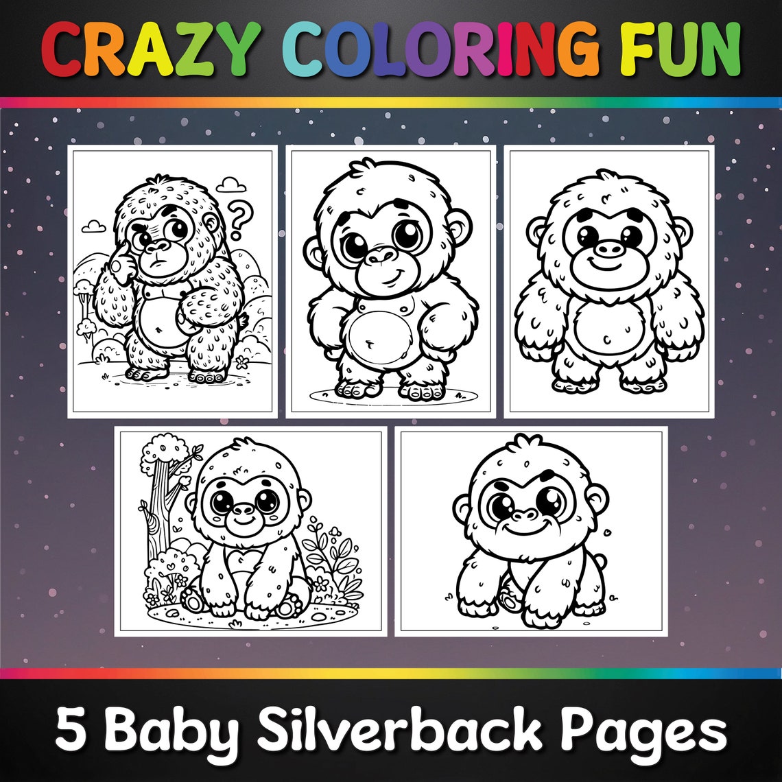 Silverback Adventures Printable Coloring Pages, 5 Pages, A4 & Letter ...