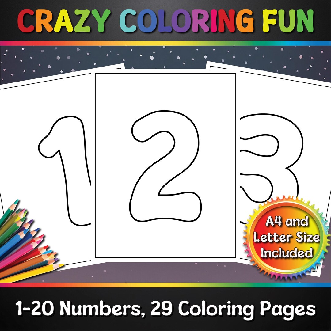 1-20 Numbers, Printable Coloring Pages, 29 Pages, A4 & Letter Size, PDF ...
