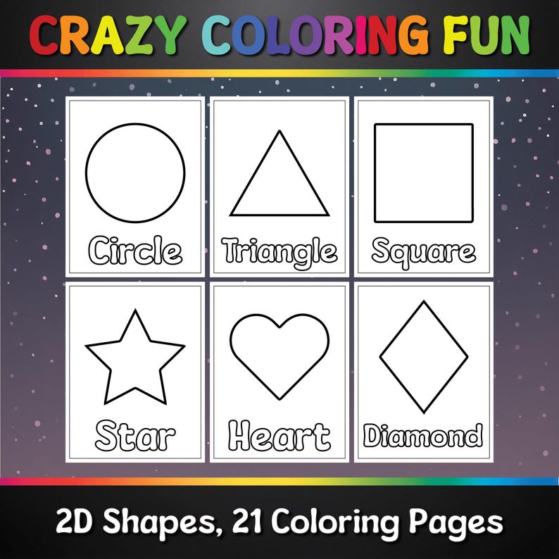2D Shapes Coloring Pages: Kids Educational Worksheet (PDF) - Etsy