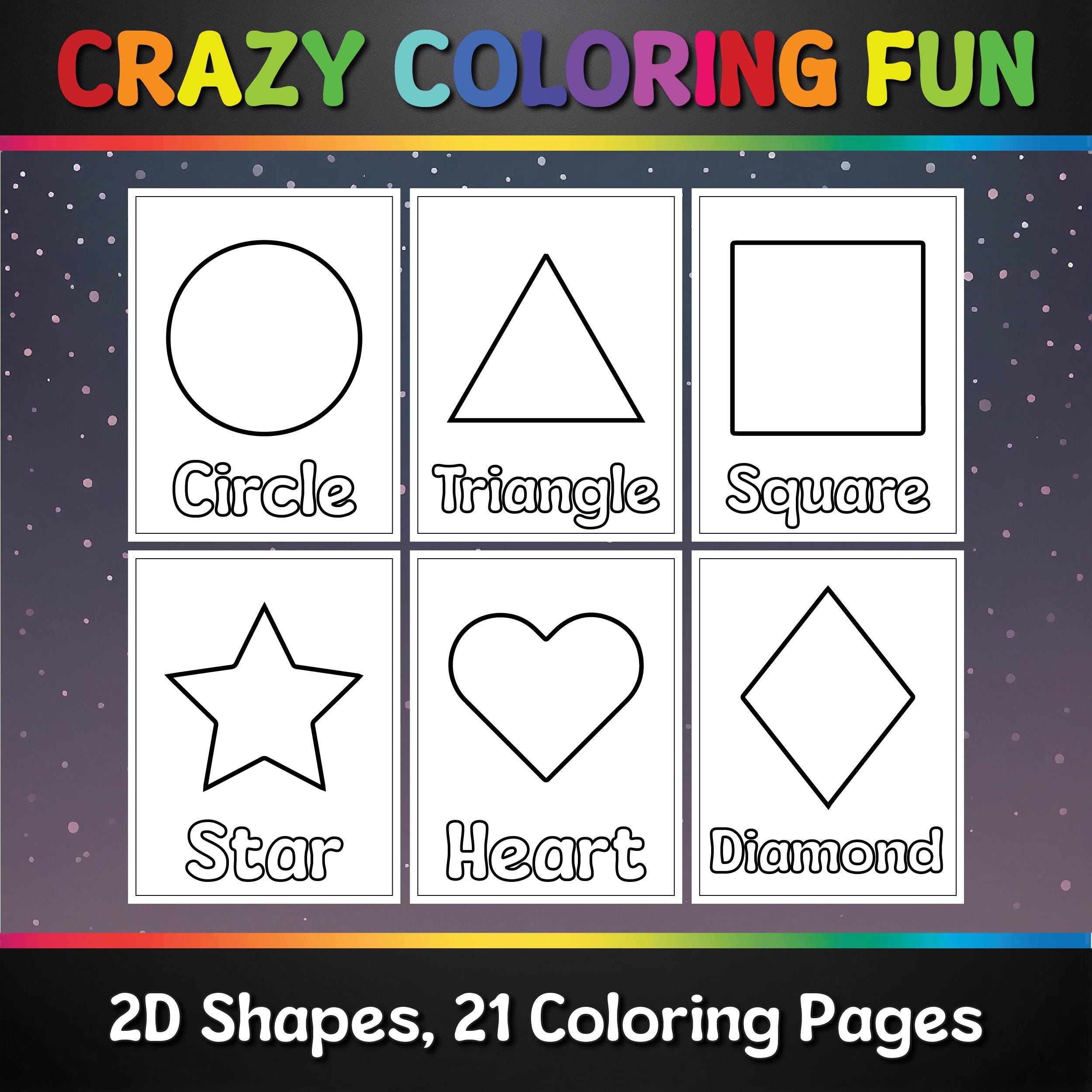 2D Shapes, Printable Coloring Pages, 21 Pages, A4, US Letter, PDF ...