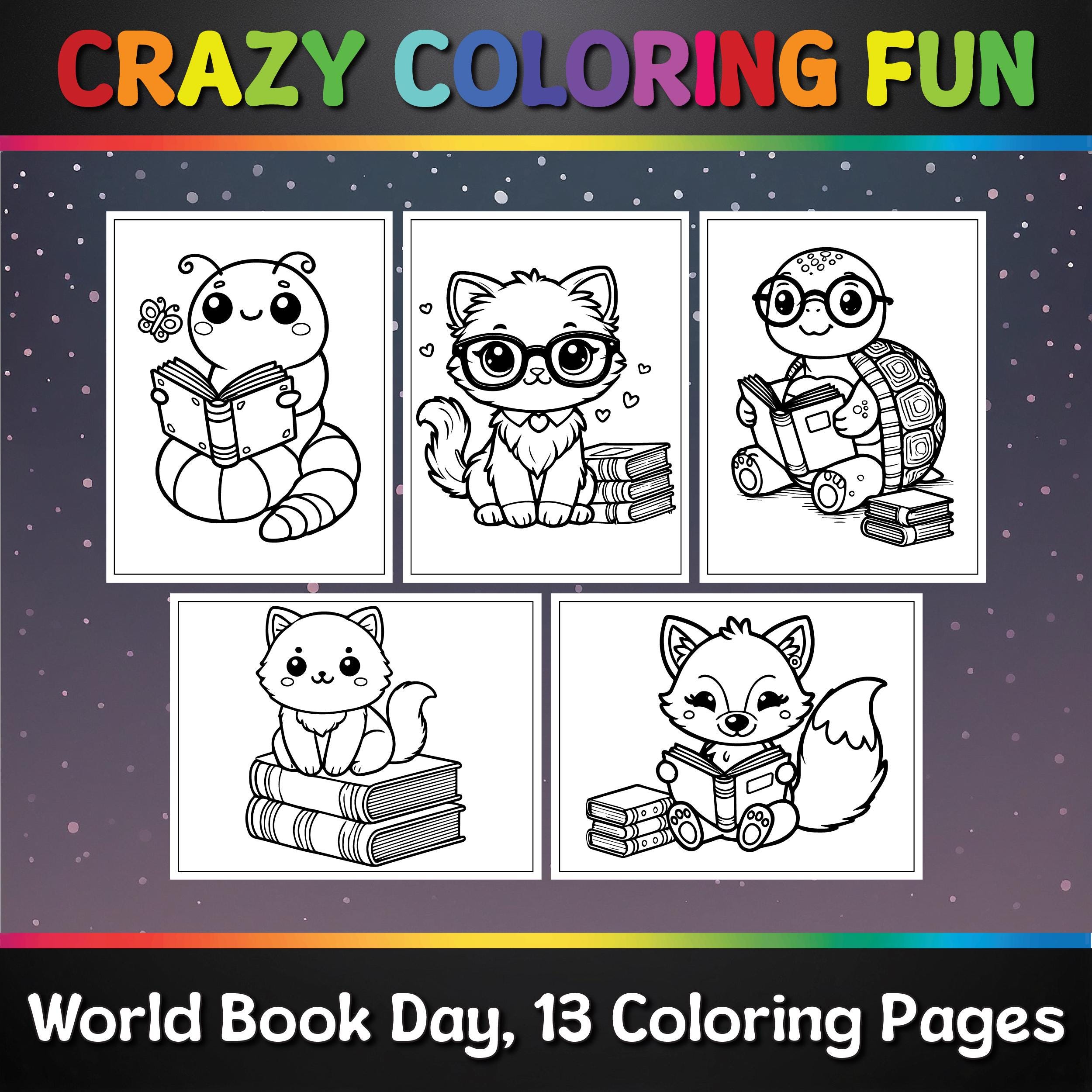 World Book Day Printable Coloring Pages, 13 Pages, A4 & Letter Size ...