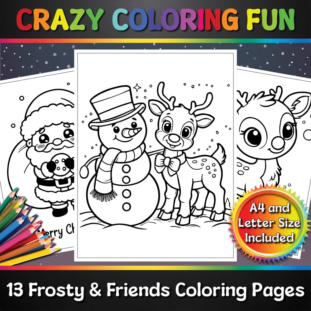 Frosty and Friends Printable Coloring Pages, 13 Pages, A4 & Letter Size ...
