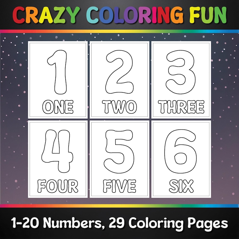 1-20 Numbers, Printable Coloring Pages, 29 Pages, A4 & Letter Size, PDF ...