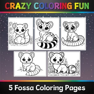 Fossa Adventures Printable Coloring Pages, 5 Pages, A4 & Letter Size ...