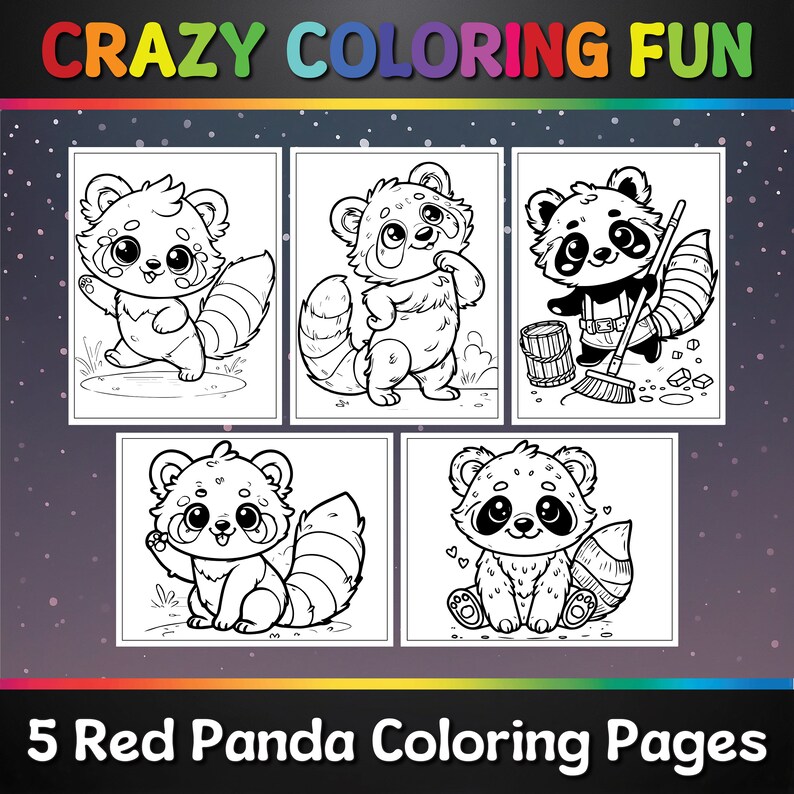Red Panda Adventures Printable Coloring Pages, 5 Pages, A4 & Letter ...