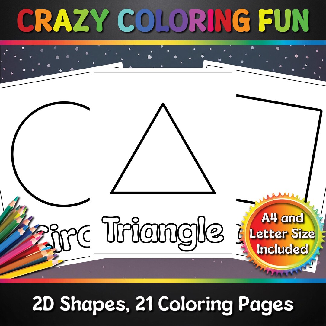 2D Shapes, Printable Coloring Pages, 21 Pages, A4, US Letter, PDF ...