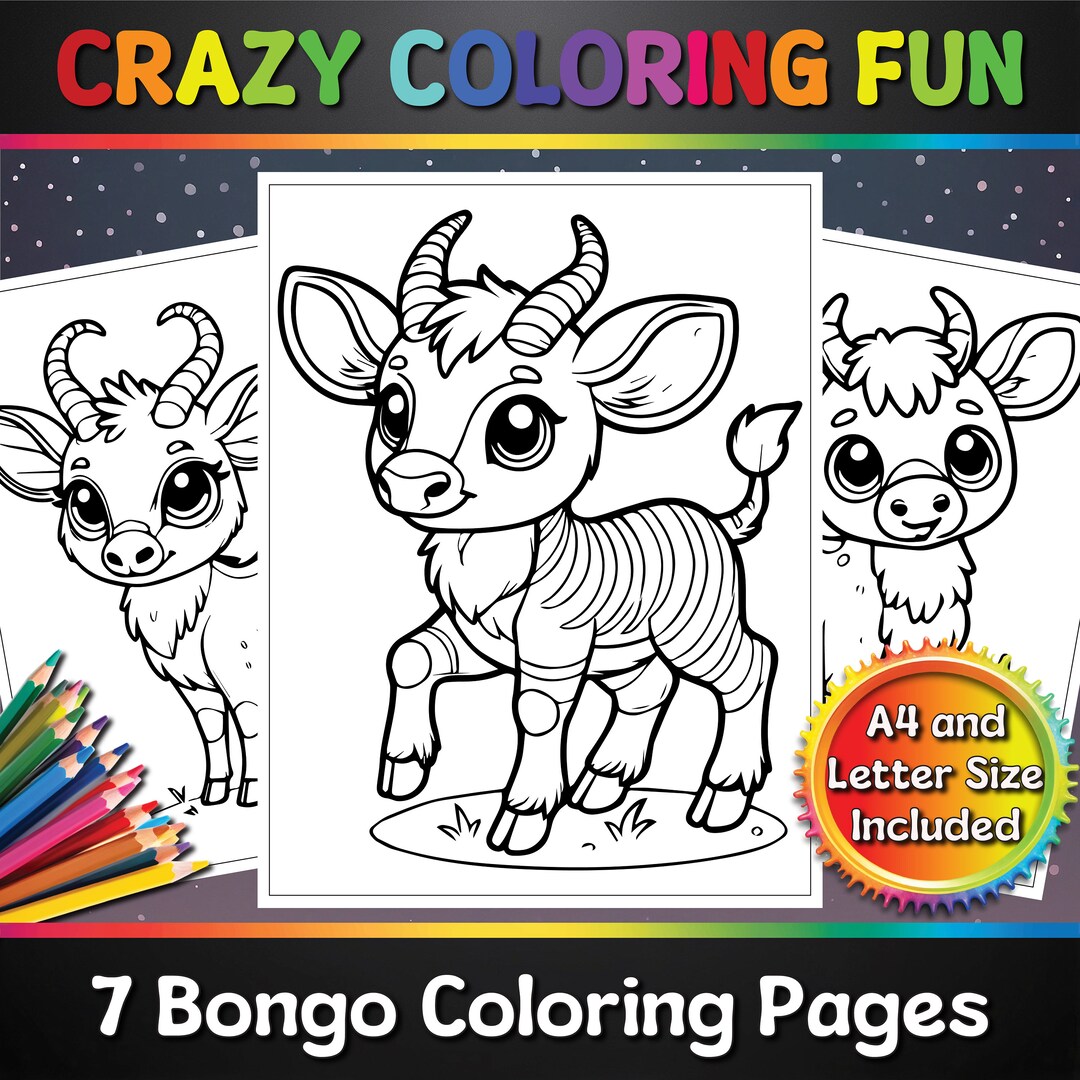 Bongo African Antelope Printable Coloring Pages, 7 Pages, A4 & Letter ...