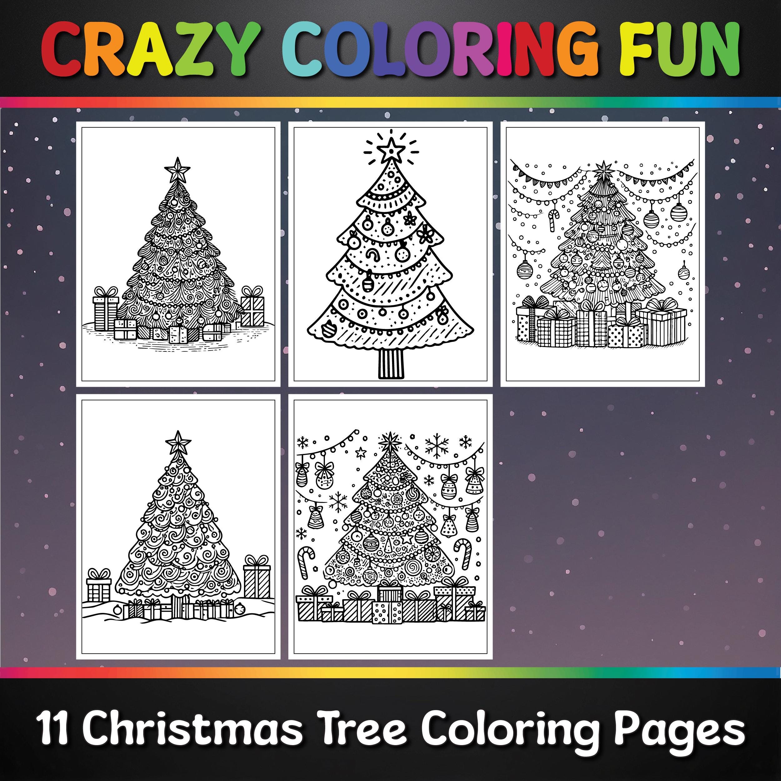 Christmas Tree Printable Coloring Pages, 11 Pages, A4 & Letter Size ...