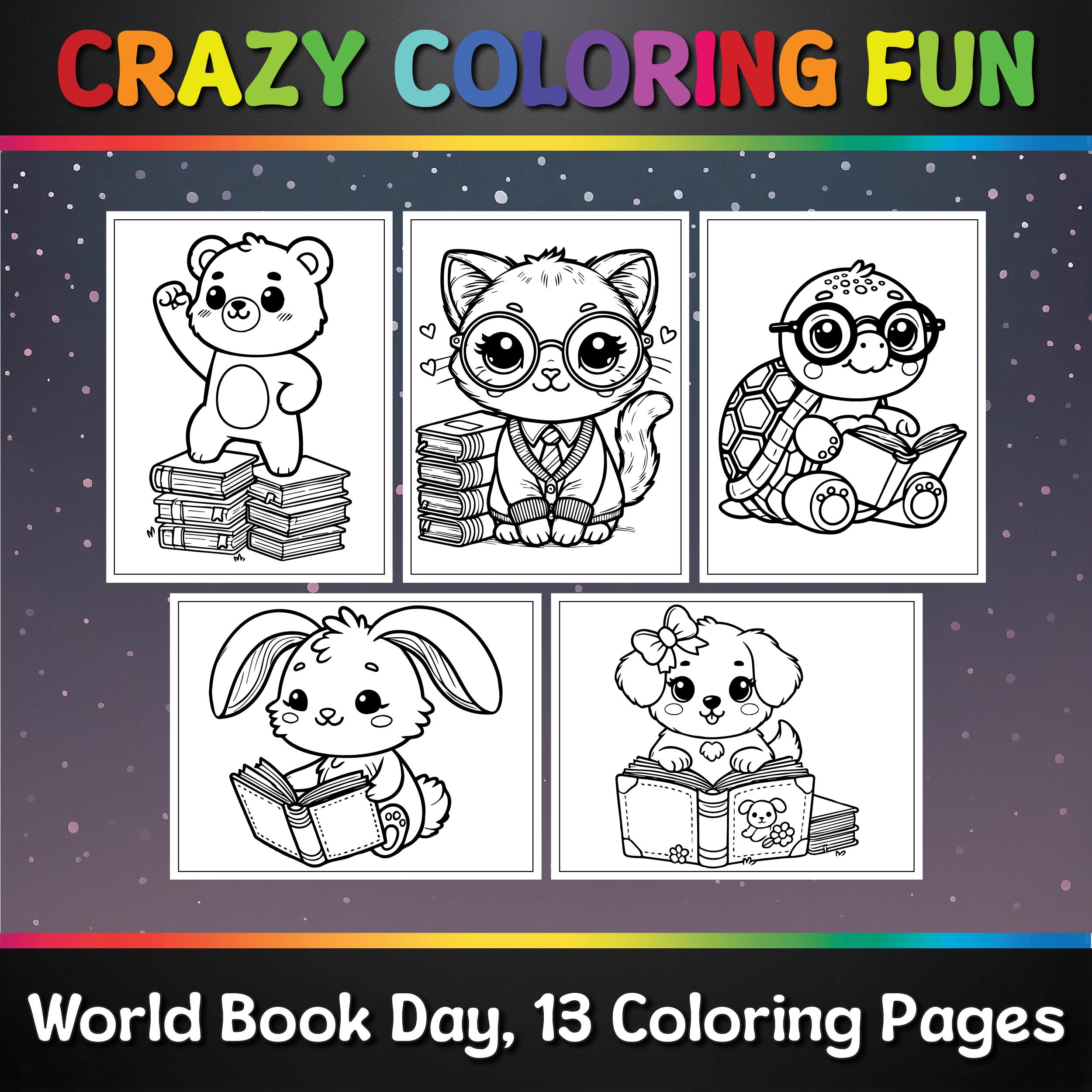 World Book Day Printable Coloring Pages, 13 Pages, A4 & Letter Size ...