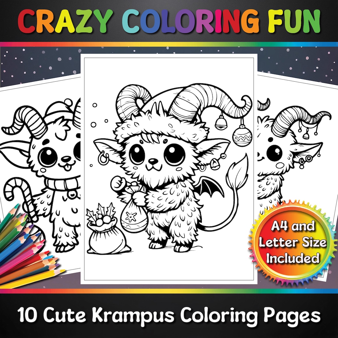 Cute Krampus Printable Coloring Pages, 10 Pages, A4 & Letter Size, PDF ...