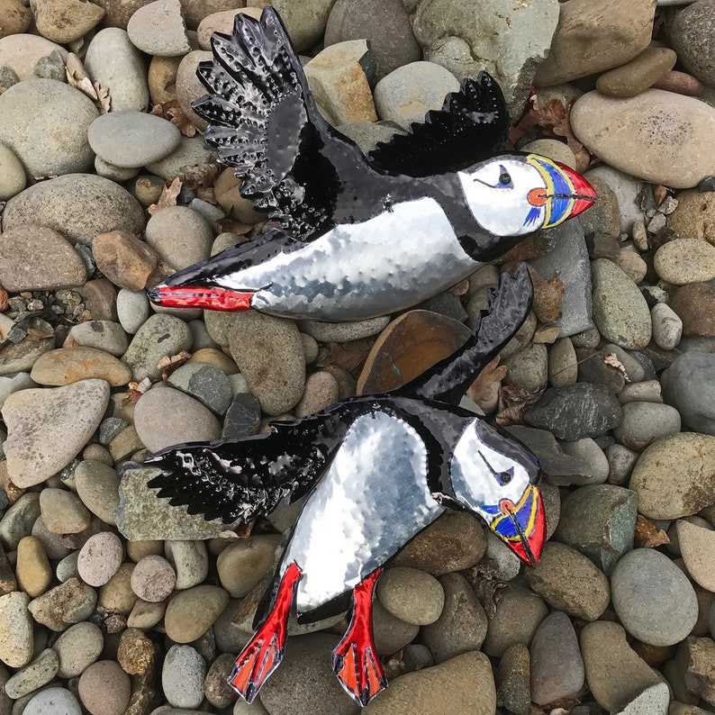 CUSTOM for you Atlantic Puffin flying aluminum metal | Etsy