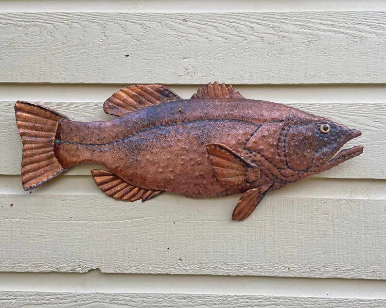 Trophy Largemouth Bass Salvaged Copper Metal Freshwater Lunker Gamefish ...