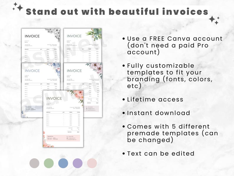 Editable Floral Invoice Templates Elegant & Customizable Invoice Design ...