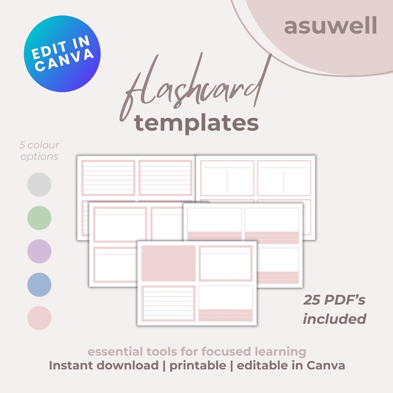 A4 Editable Blank Flashcards for Effective Studying Printable ...