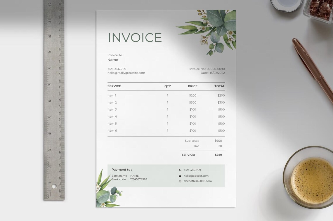 Editable Floral Invoice Templates Elegant & Customizable Invoice Design ...