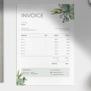 Editable Floral Invoice Templates Elegant & Customizable Invoice Design ...
