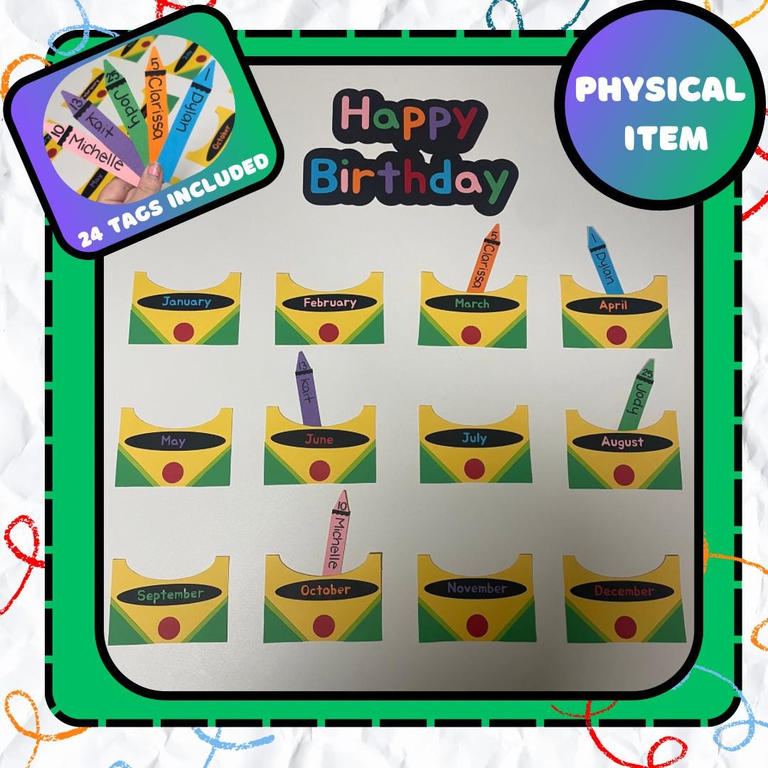 Classroom Birthday Display Crayon Theme Pre Cut Ready to Hang - Etsy